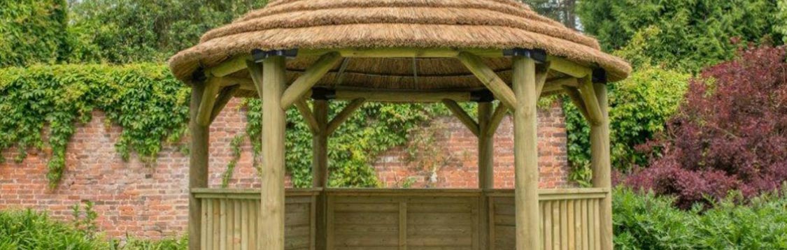 M M Timber Hexagonal Round Timber Garden Gazebos
